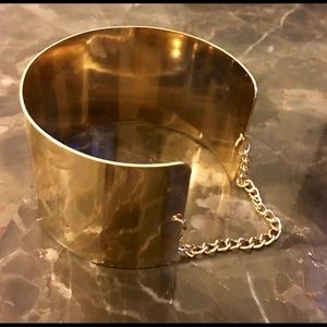 Jewelry | Bold Goldstatement Bangle With Chain New Nwt | Poshmark